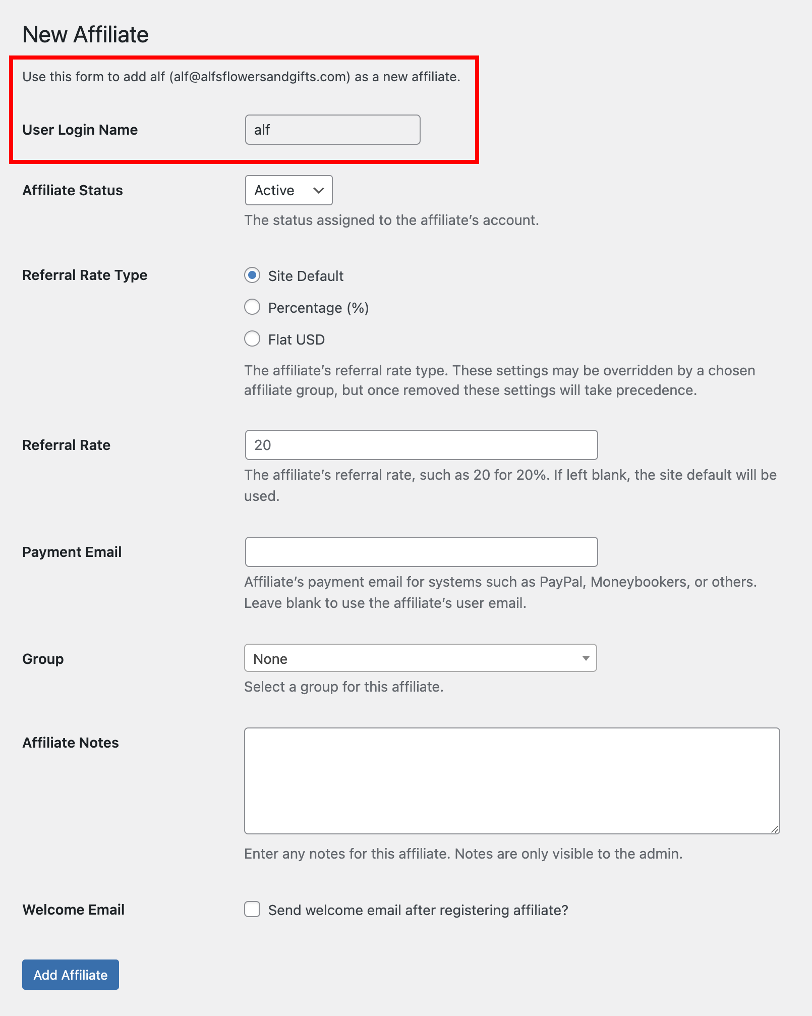 Adding New Affiliates - AffiliateWP
