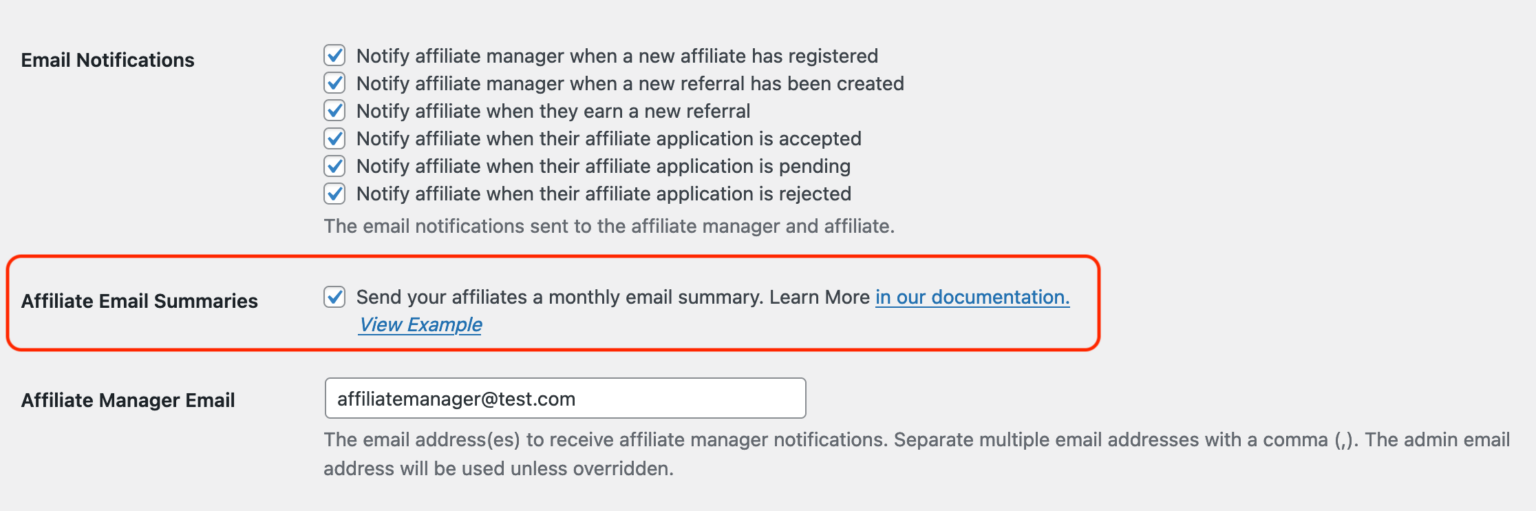 Affiliate Email Summaries - AffiliateWP