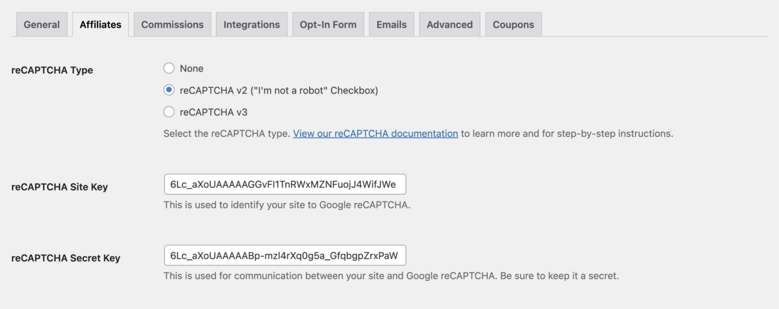 Setting Up Google reCAPTCHA - AffiliateWP
