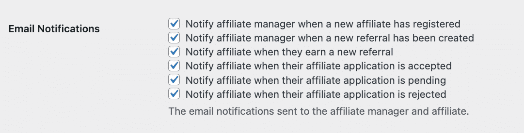 Email Settings - AffiliateWP